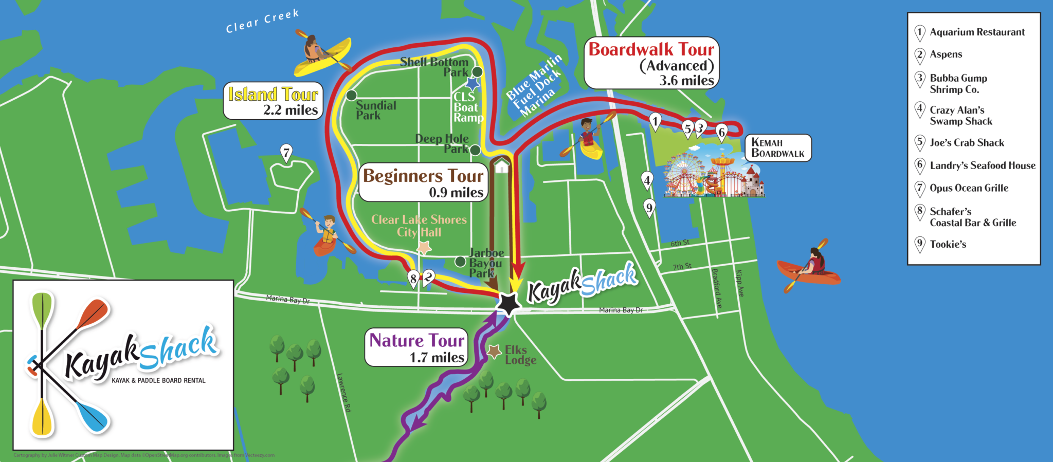 A Paddling Map for a Tourist Business - Julie Witmer Custom Map Design